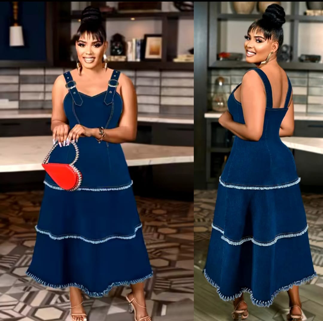 Denim Layered Dress - Missnclothing